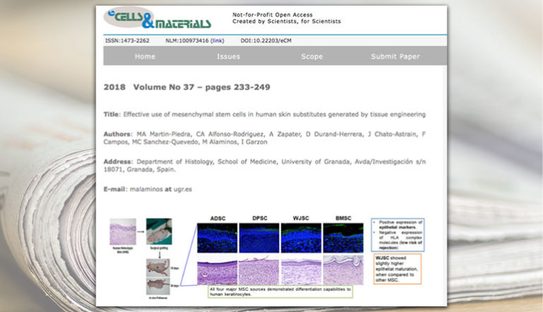 Artículo publicado en la Revista Científica: Cells & Materials European ...